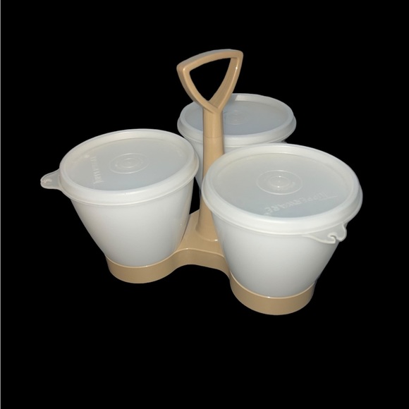 Kitchen | Vintage Tupperware Tan Condiment Caddy Server Set With Bowls ...